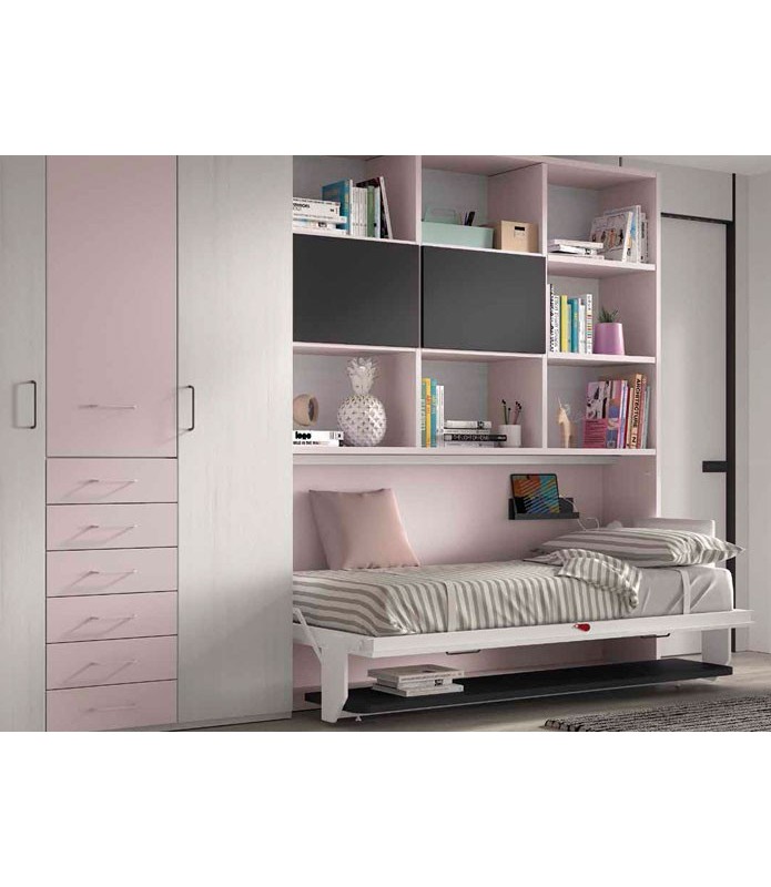 Cama abatible horizontal para dormitorio juvenil | Muebles Valencia®